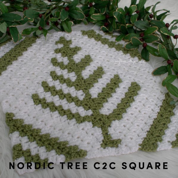 Nordic Tree Corner to Corner afghan square - Sunflower Cottage Crochet