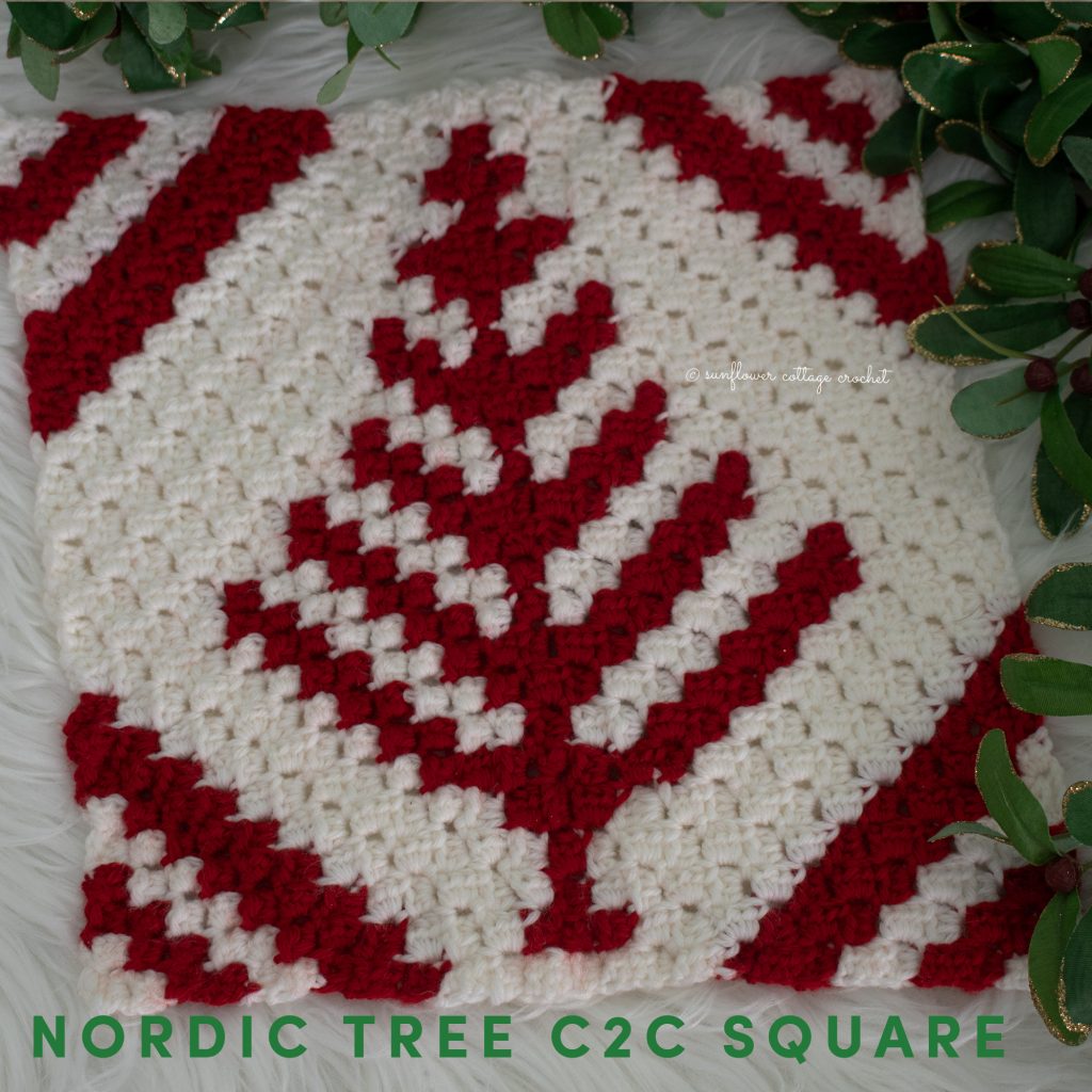 Nordic Tree Corner to Corner afghan square - Sunflower Cottage Crochet