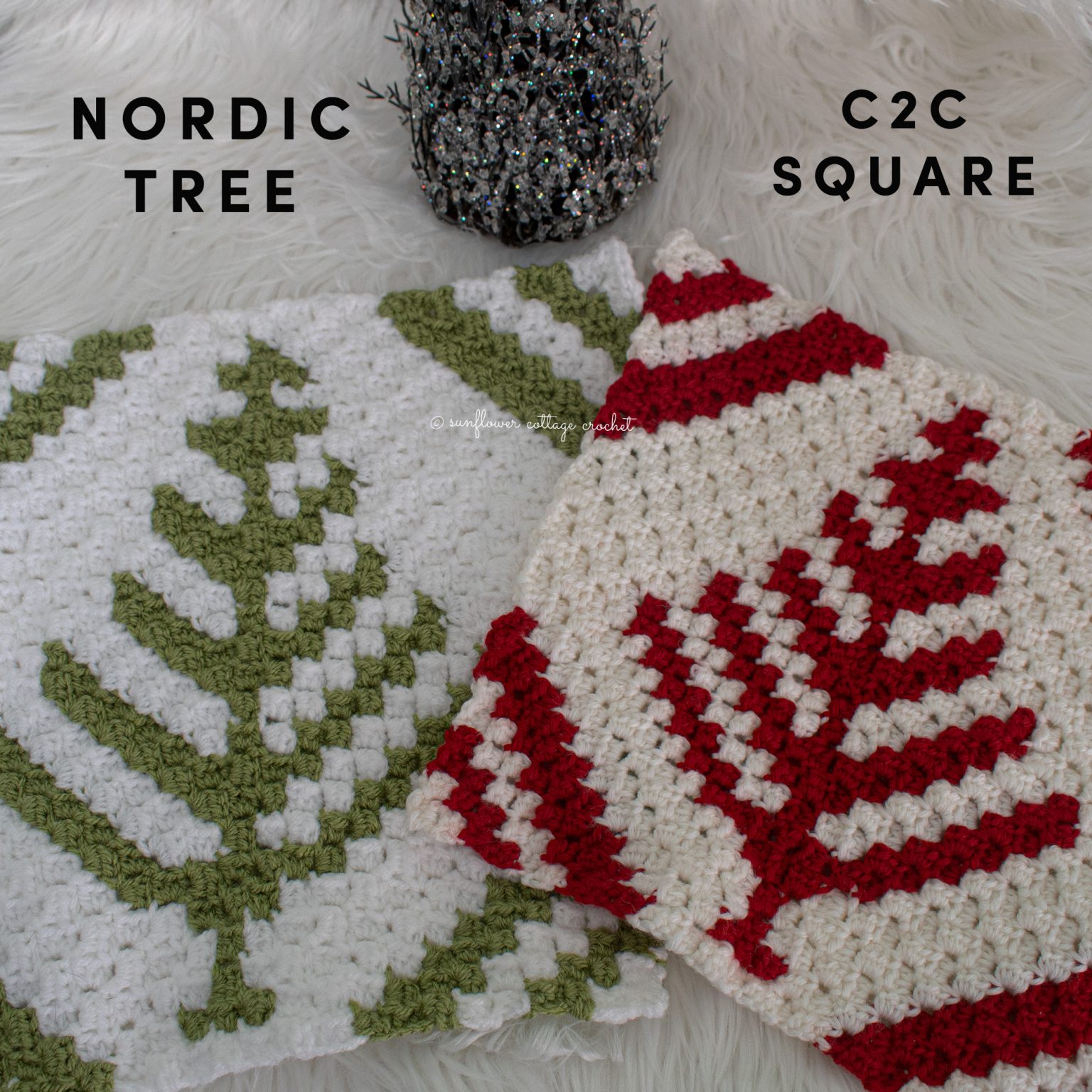 Nordic Tree Corner to Corner afghan square - Sunflower Cottage Crochet