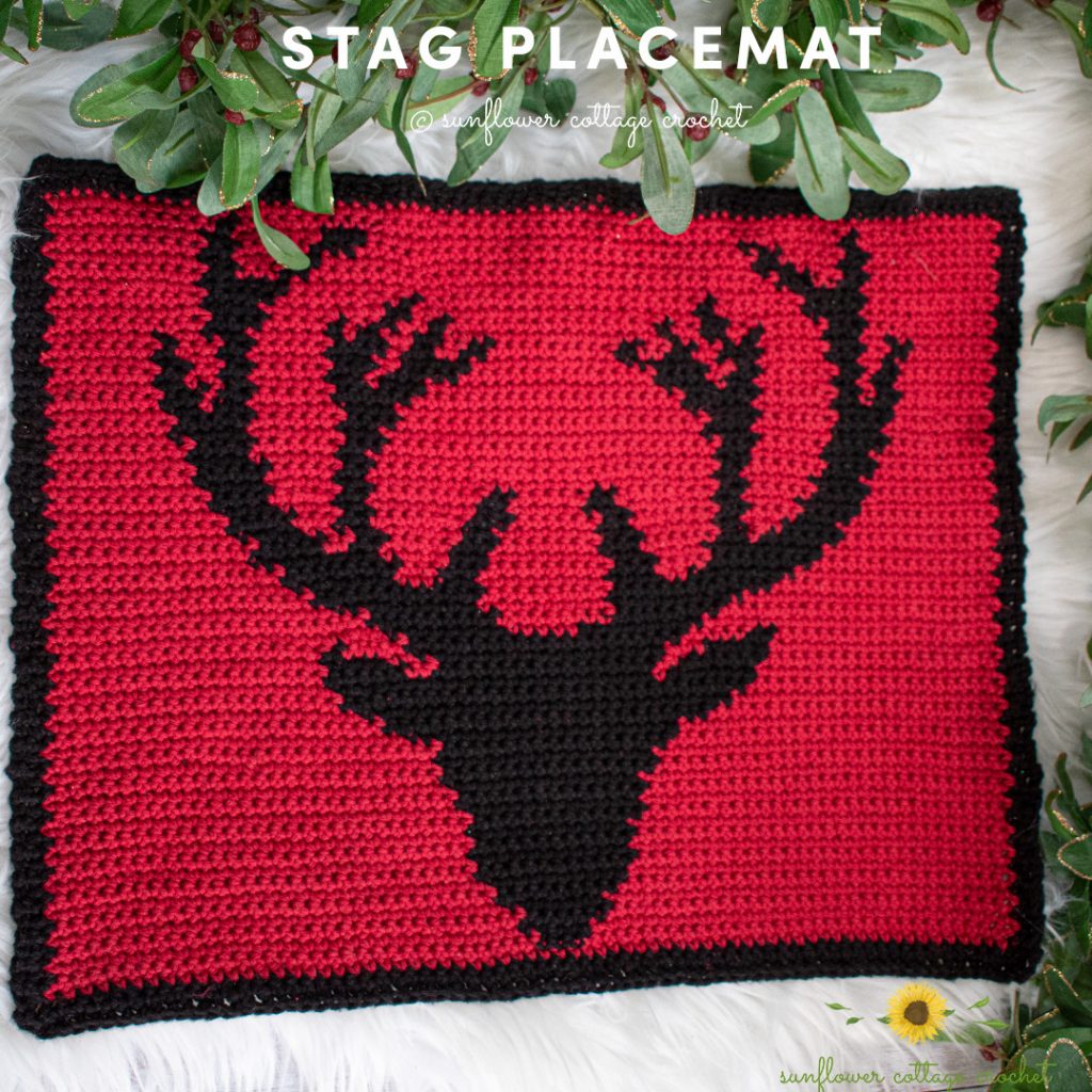 Stag Placemat - free chart - Sunflower Cottage Crochet