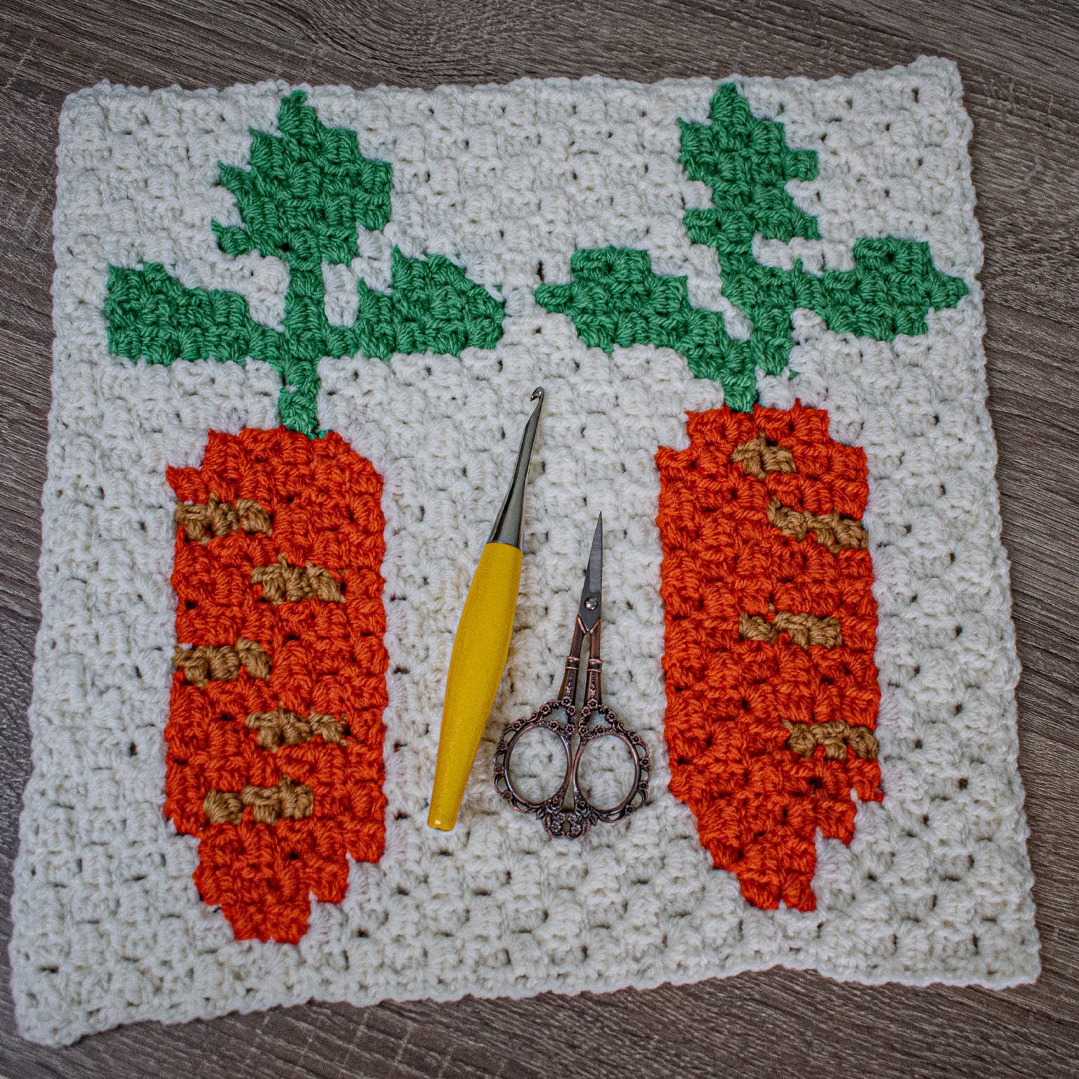 Growing Carrots - Free C2C Crochet Pattern - Sunflower Cottage Crochet