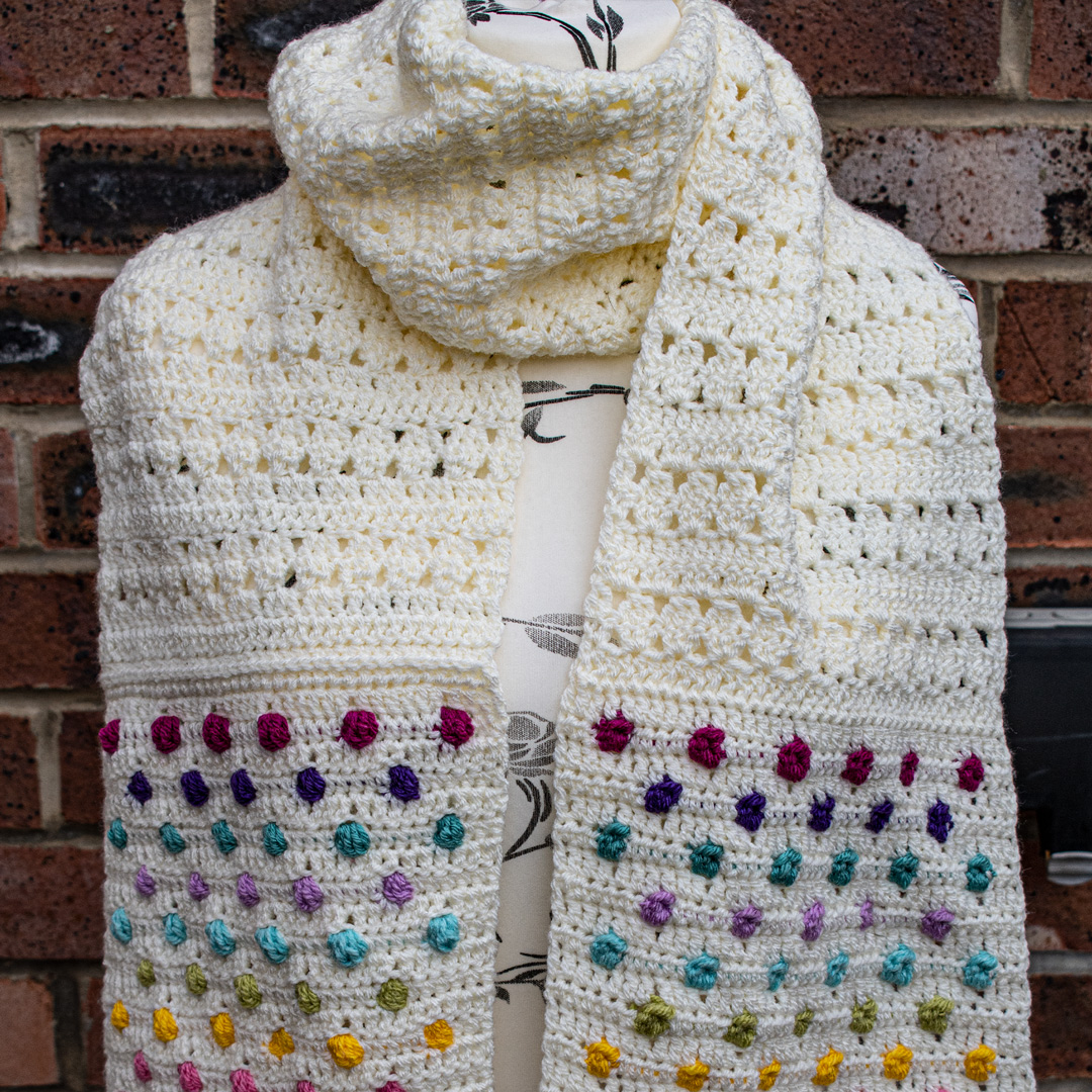 Women's Funky Bobbles Scarf - Sunflower Cottage Crochet