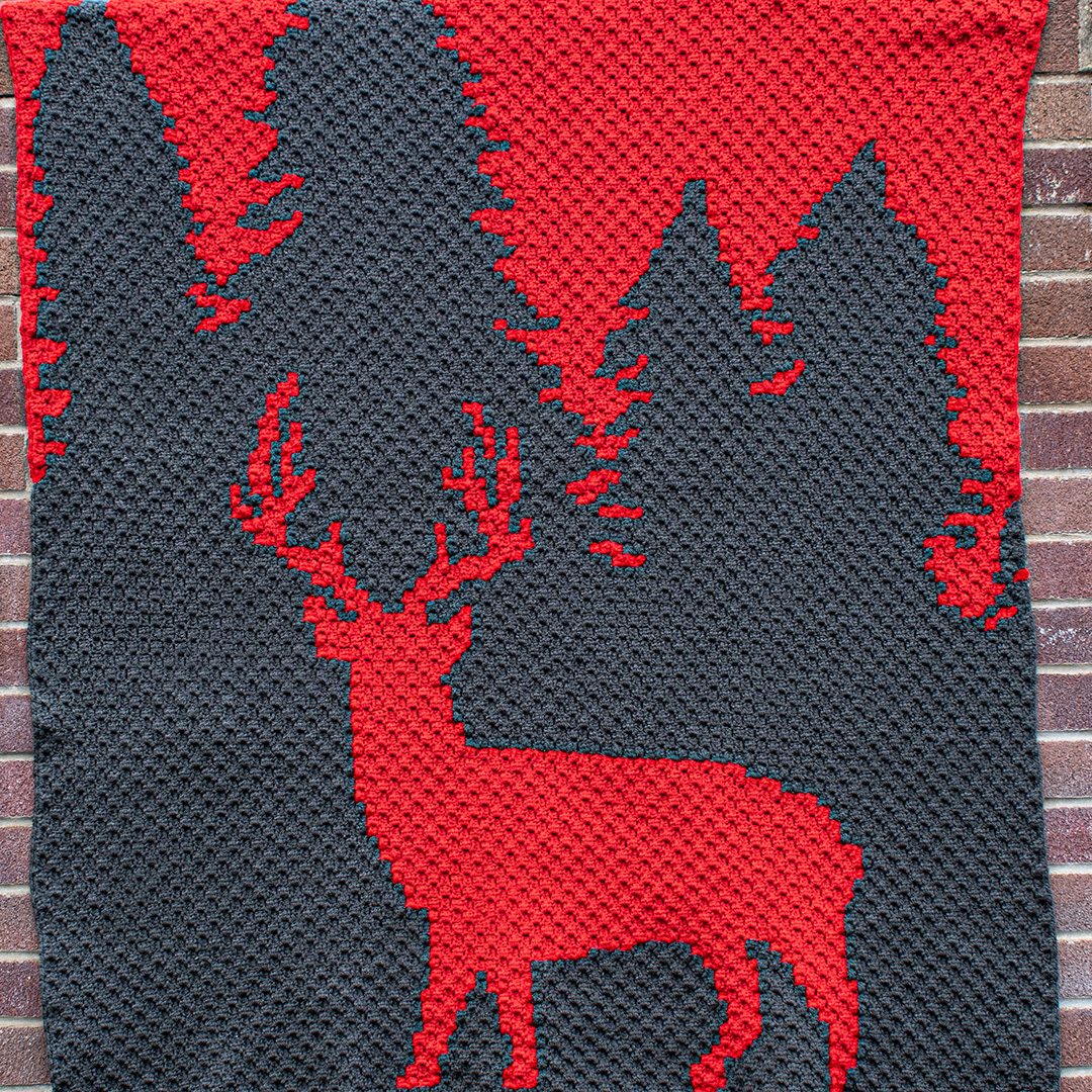Stag at Home Afghan - unisex blanket pattern - Sunflower Cottage Crochet